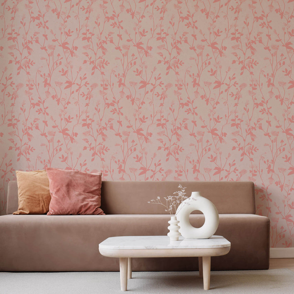 Feather Plant Wallpaper - Pink – Sian Zeng