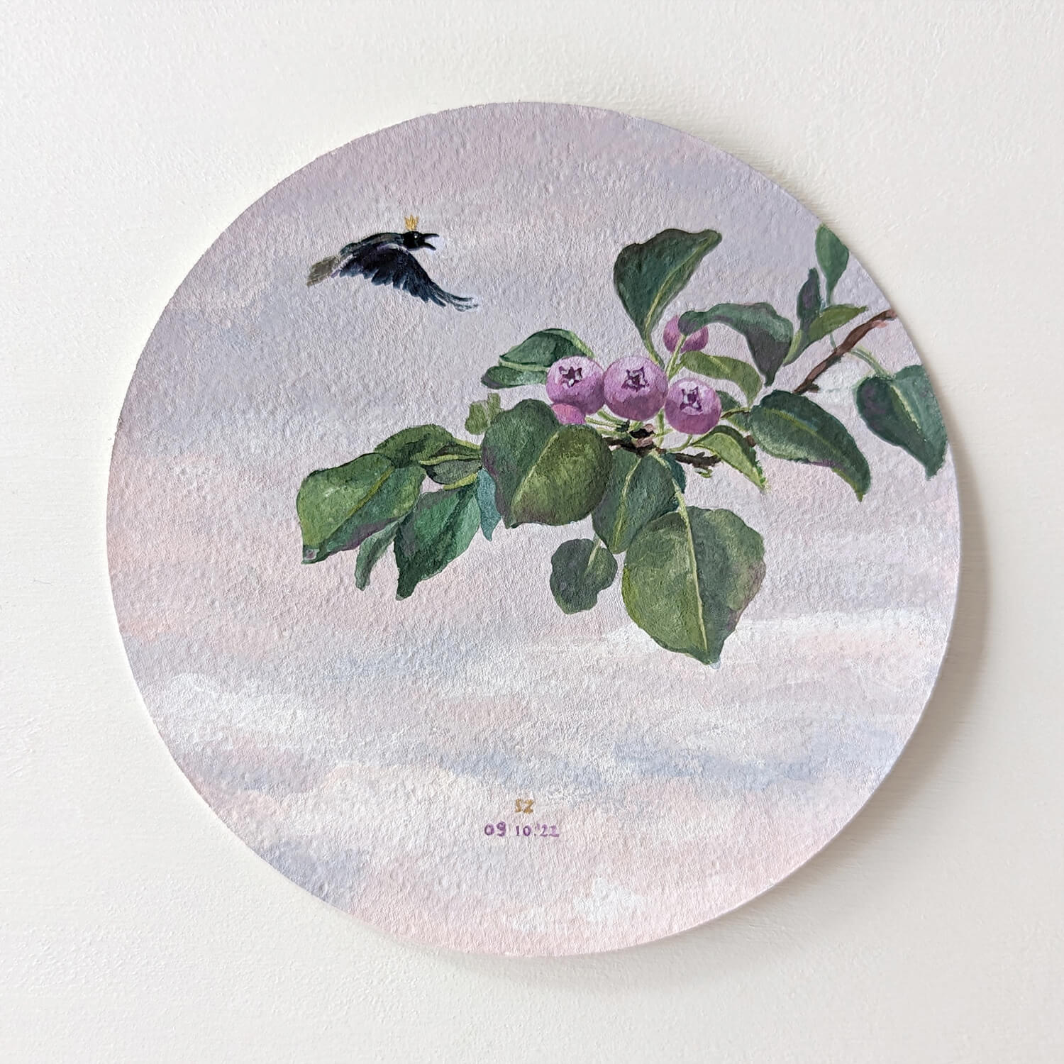 Sky Berries Original Round Painting – Sian Zeng