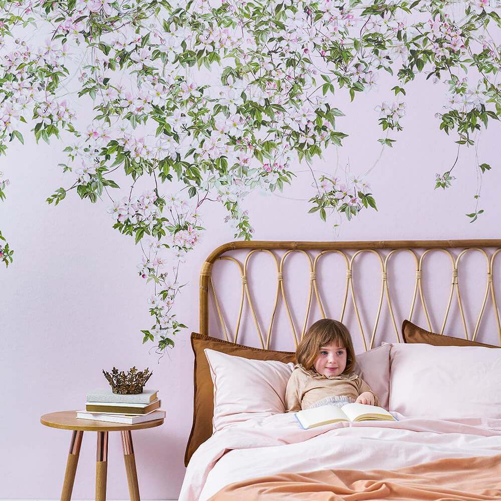 Clematis Mural Wallpaper - Pink – Sian Zeng